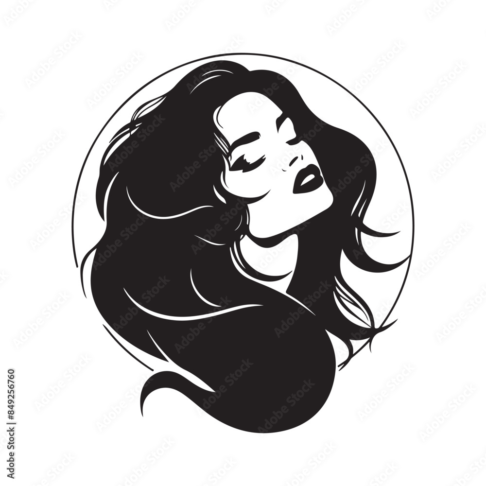 Woman Girl Logo Design Circle stock vector. beauty salon logo design on ...