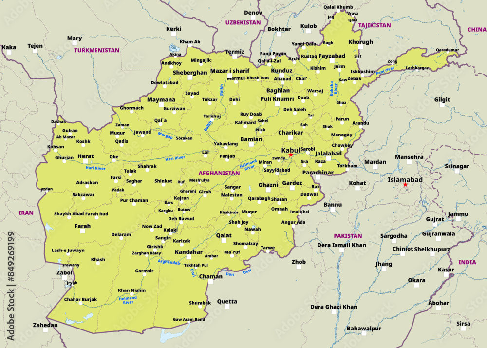 Simple political map of Afghanistan Stock Vector | Adobe Stock