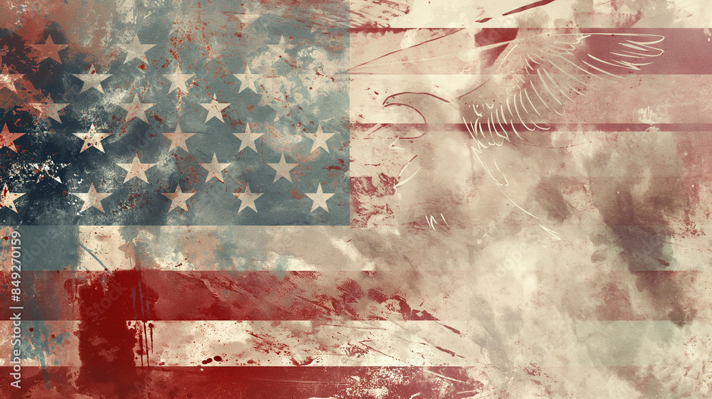 Old-fashioned American flag with aged appearance Stock Illustration ...