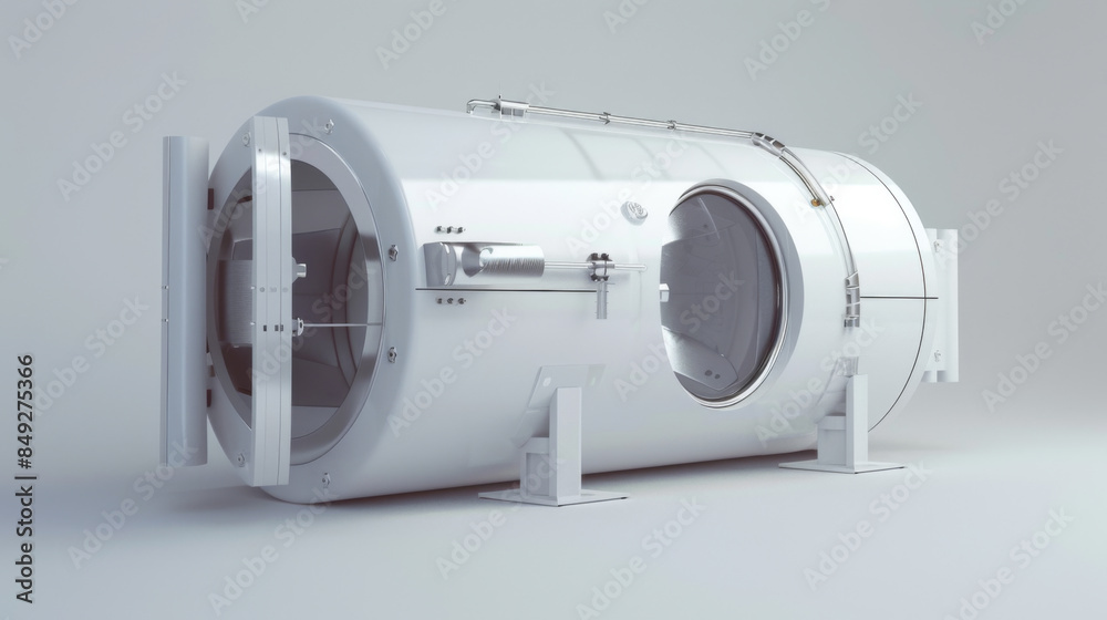 Advanced medical equipment showcasing a large hyperbaric oxygen therapy ...