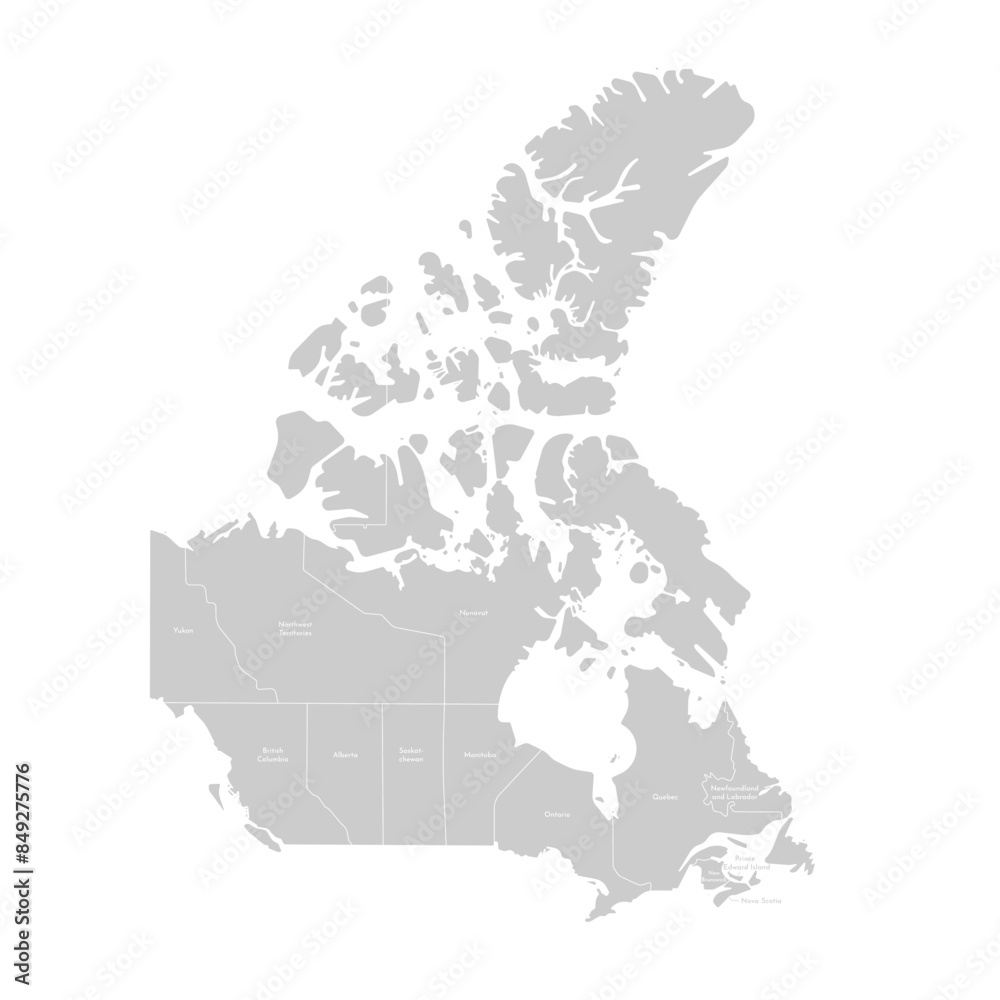 Vector modern illustration. Simplified isolated administrative map of ...
