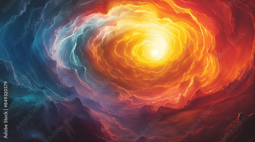 A swirling vortex of vivid colors embodying volatility, with abstract ...