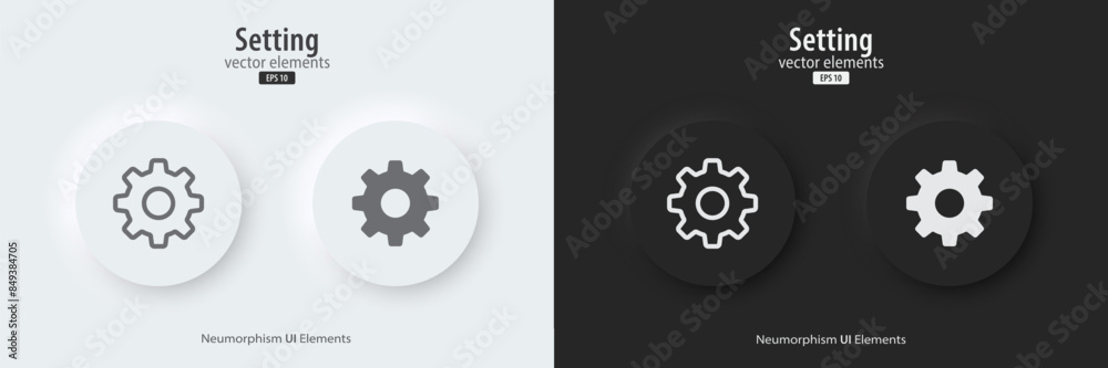 Setting icon. A set of black and white round buttons with a Setting ...
