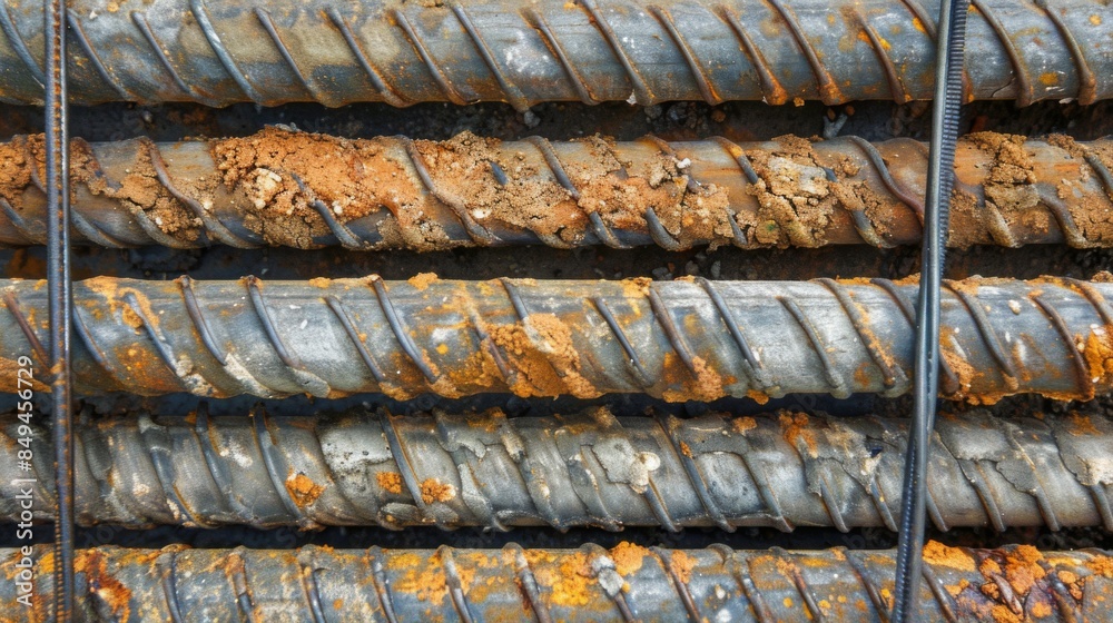 Photo Stock texture of steel deformed or bars background Deformed steel ...