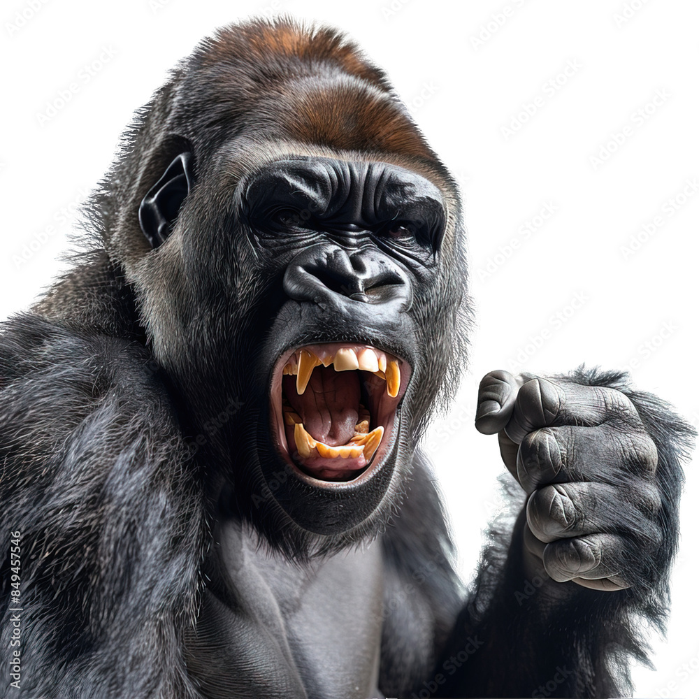 angry gorilla isolated on transparent background ,standing angry ...