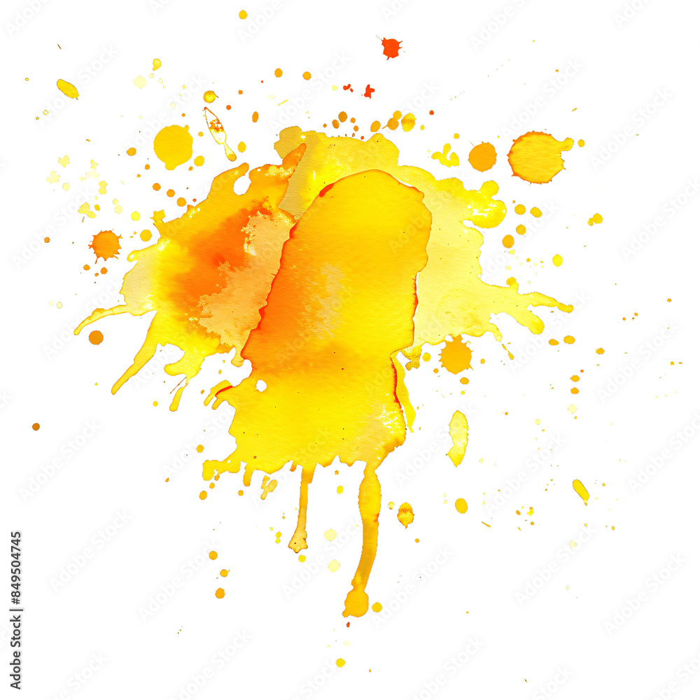 Bright Yellow Paint Splash with Dynamic Irregular Splatters and Drips ...
