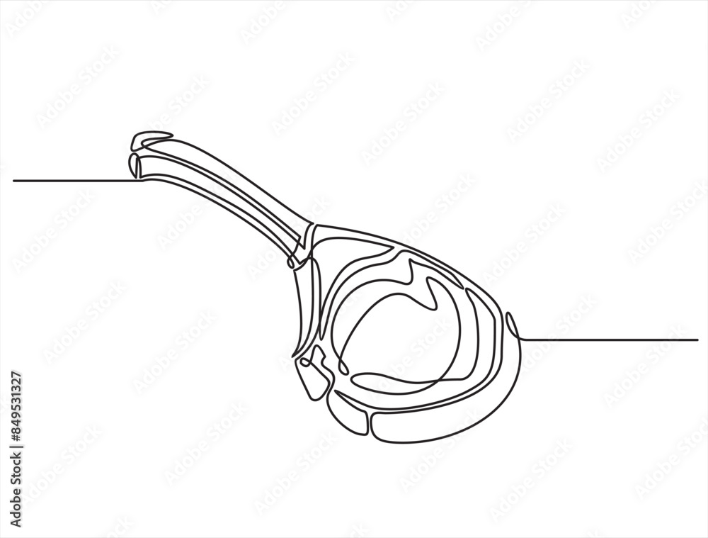 Continuous one line drawing of tomahawk steak concept in silhouette on ...
