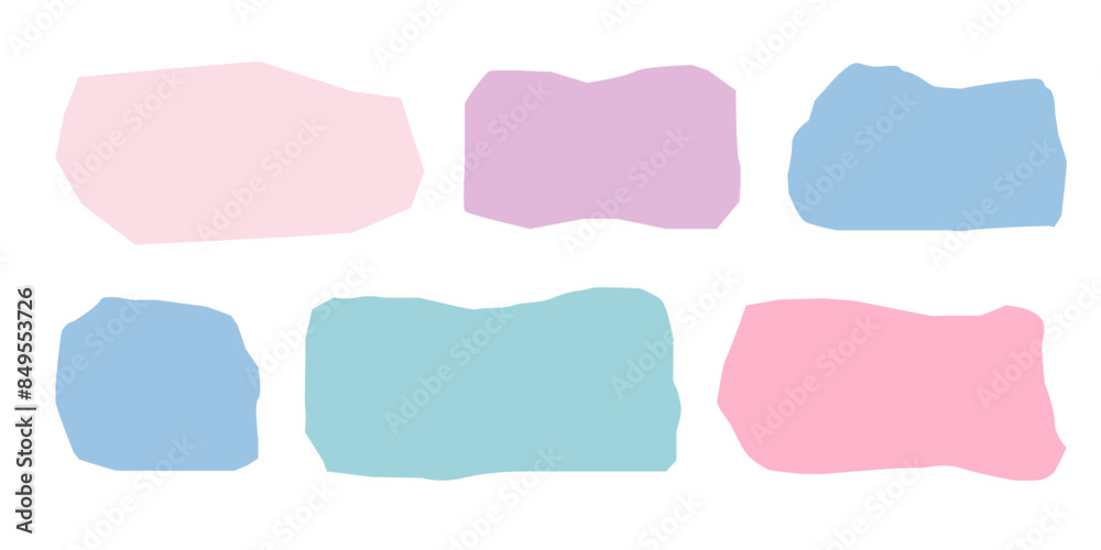 Various hand drawn quote frame set. Color doodle text box. Empty speech ...