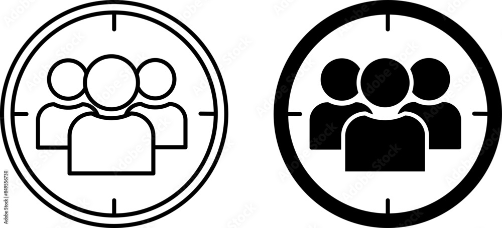 Audience icons. Black and White Vector Icons. Human Resources, Target ...