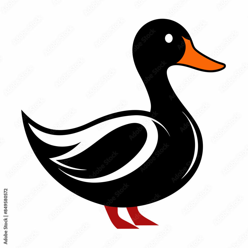 Solid black outline duck animal vector svg Stock Vector | Adobe Stock
