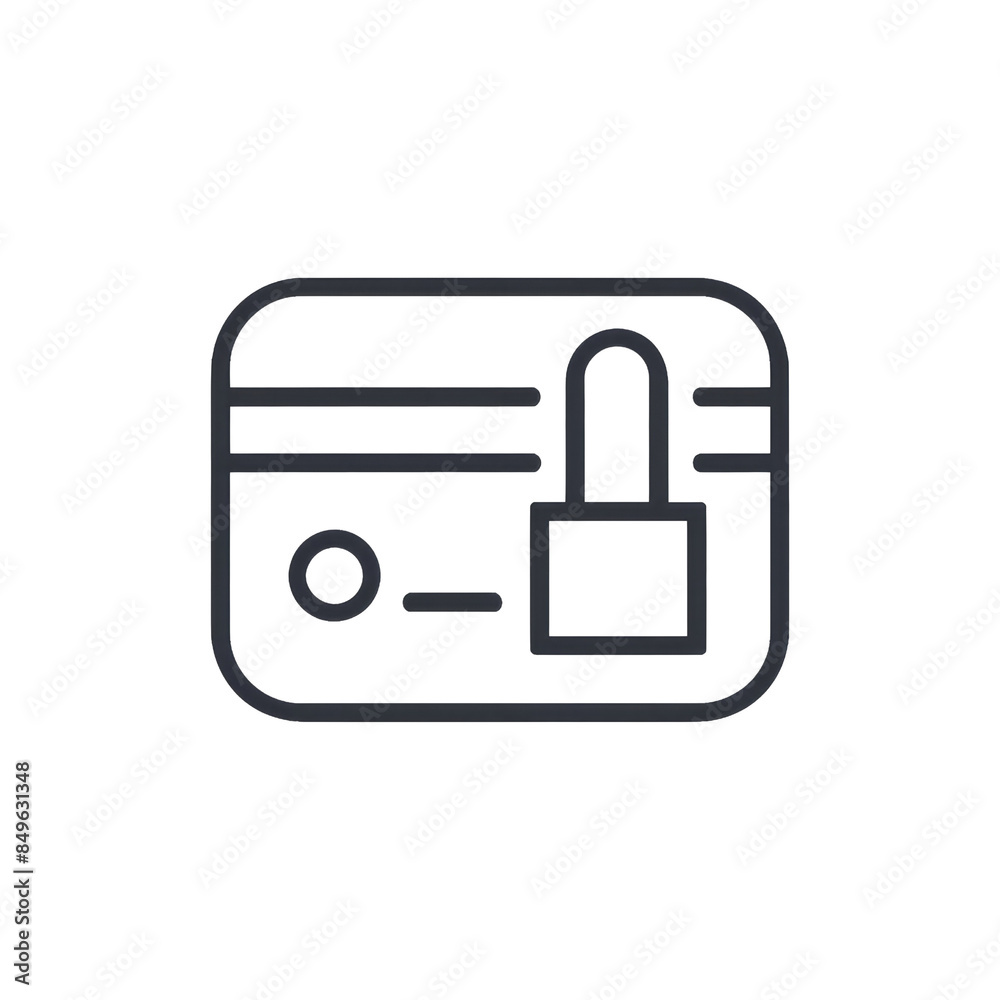 Secure Payment Lock Credit Card Icon: Single Isolated Design with ...