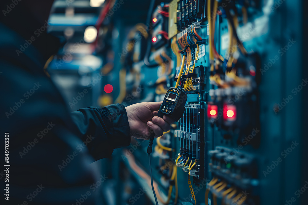 Engineer Testing Electric Current Voltage in Industrial Power ...