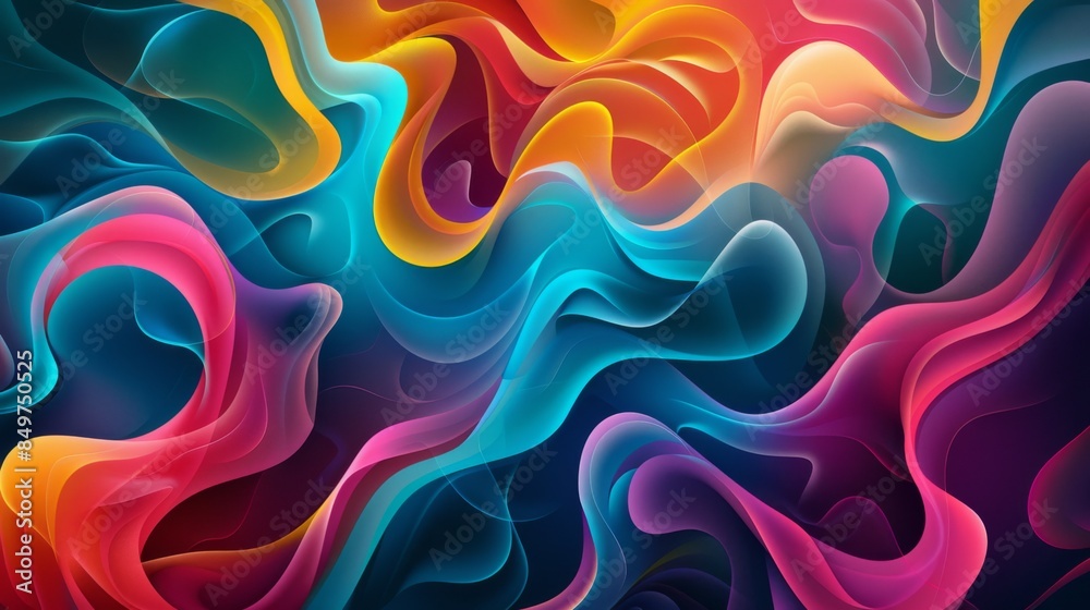 Vivid abstract wallpaper with waves of multiple colors creating a sense ...