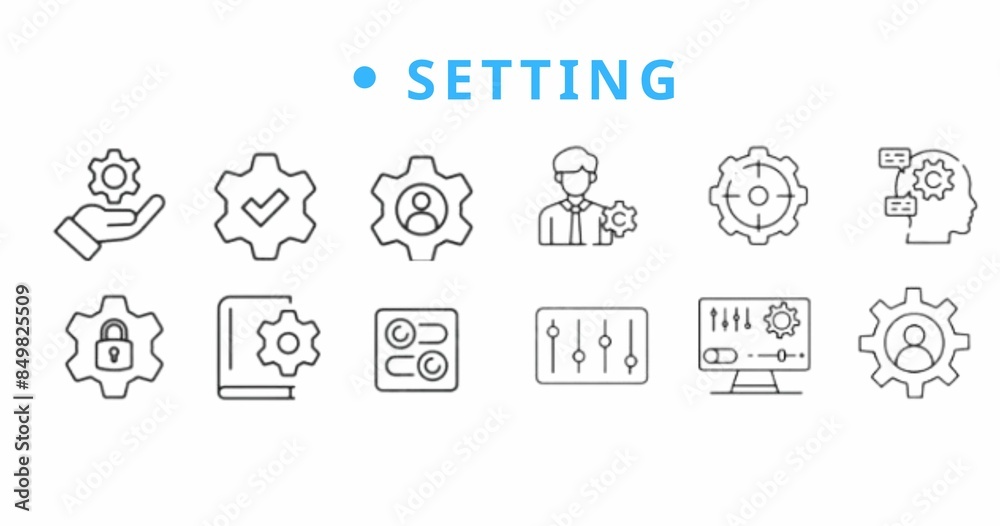 Setting Setup Line Editable Icons set. Vector illustration in modern thin line style of ...