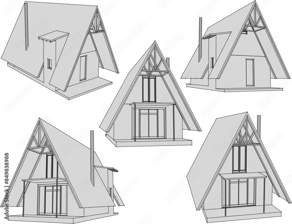 Vector illustration sketch of vintage classic ethnic traditional house ...