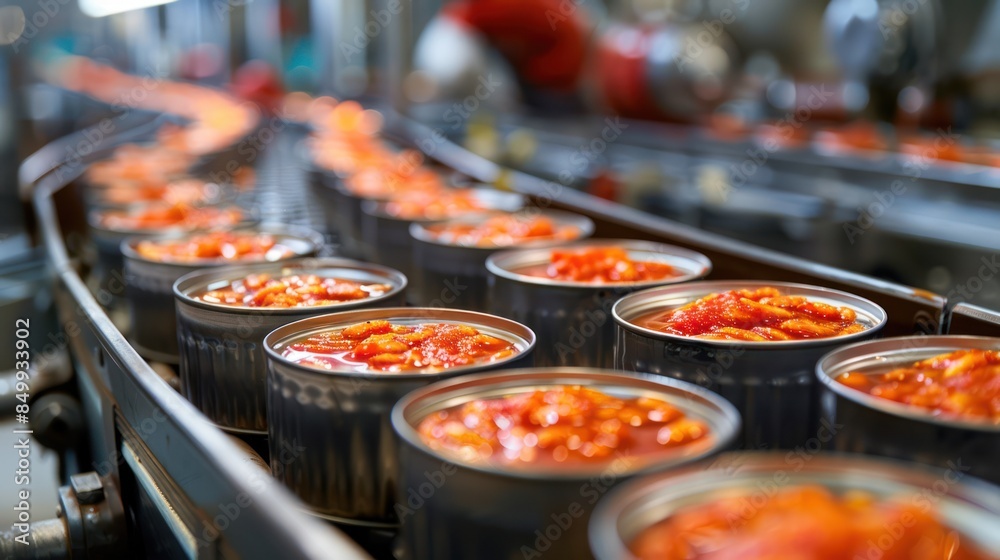 Production Line of Canned Sardines in Tomato Sauce at Food Factory ...