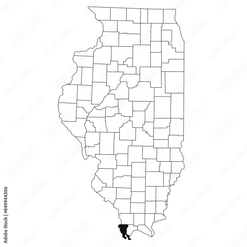 Map of Alexander County in Illinois state on white background. single ...