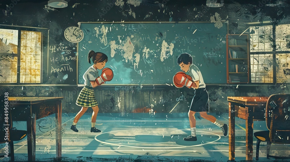 A boxing match in a classroom, highlighting the issue of violence in ...