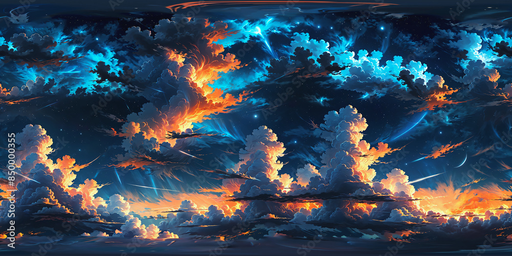 HDRI Anime Pure Sky Equirectangular Panorama L Stock Illustration ...