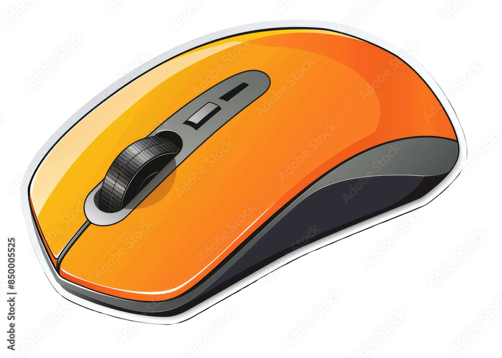 Cartoon illustration of orange computer mouse png isolated on ...