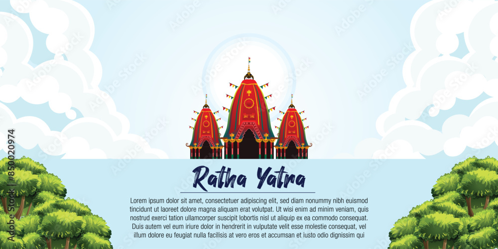 vector illustration of Rath Yatra Chariot Festival of Hindu God Lord ...