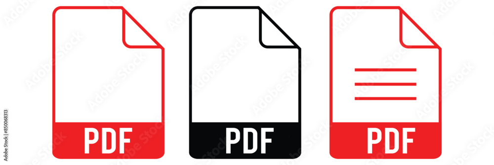 collection of pdf icons | pdf icon sheet | black, white and red pdf and ...