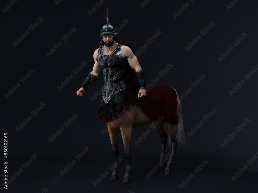 3D render : fantasy male centaur warrior character with studio ...