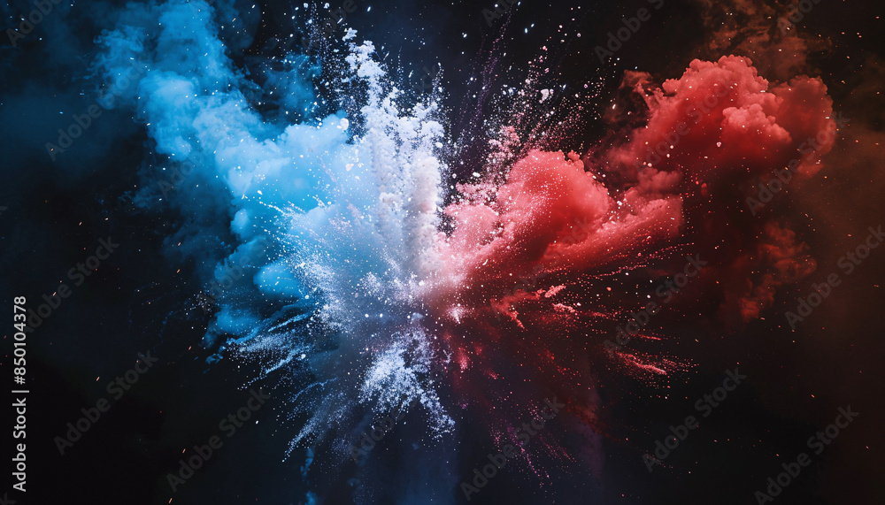 American flag colors form smoke explosion of cloudy firework at USA ...