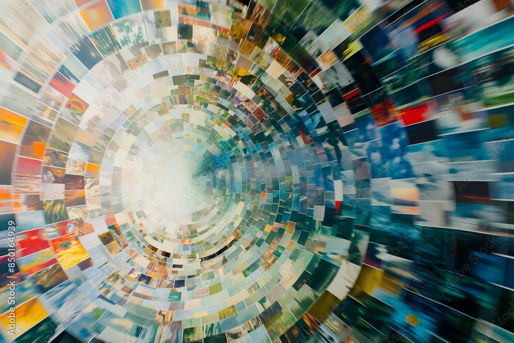 A dynamic spiral of photographs, creating a mesmerizing tunnel effect ...