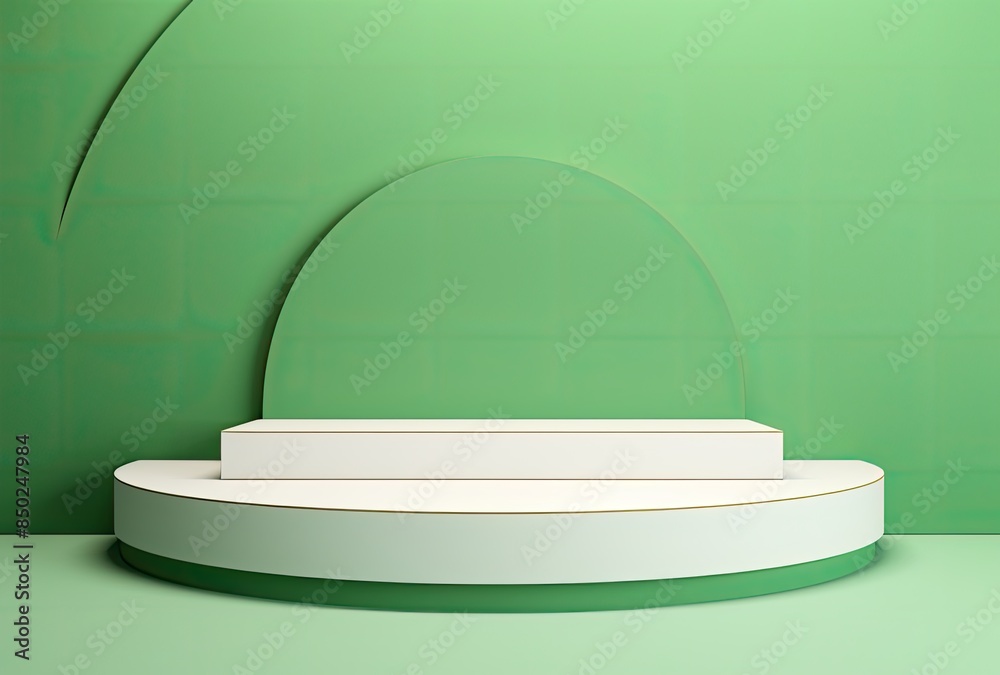 Product banner, podium platform with geometric shapes and nature ...