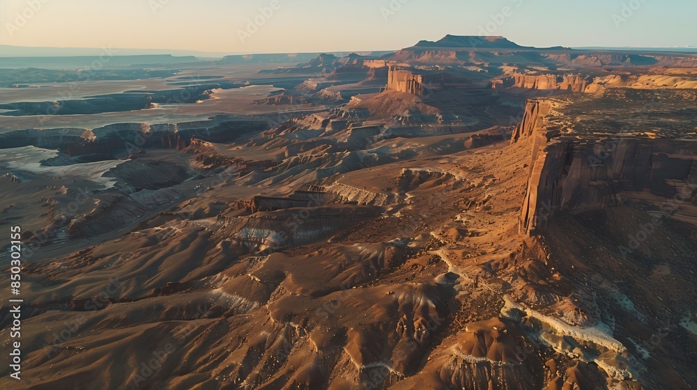 Drone photography of eroded desert badlands Ridges and canyons of ...