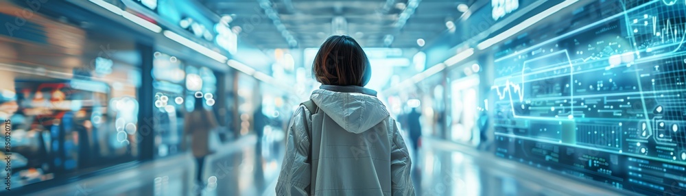 Futuristic Online Shopping Experience - Customer Using Tablet with ...