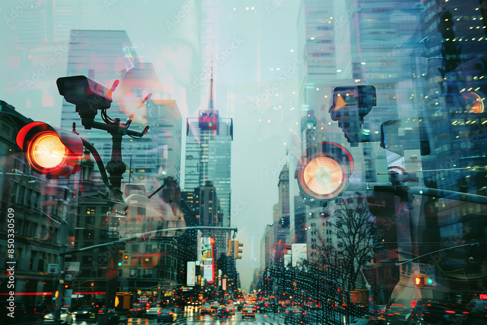 In a metropolis where double exposure photography meets technology ...