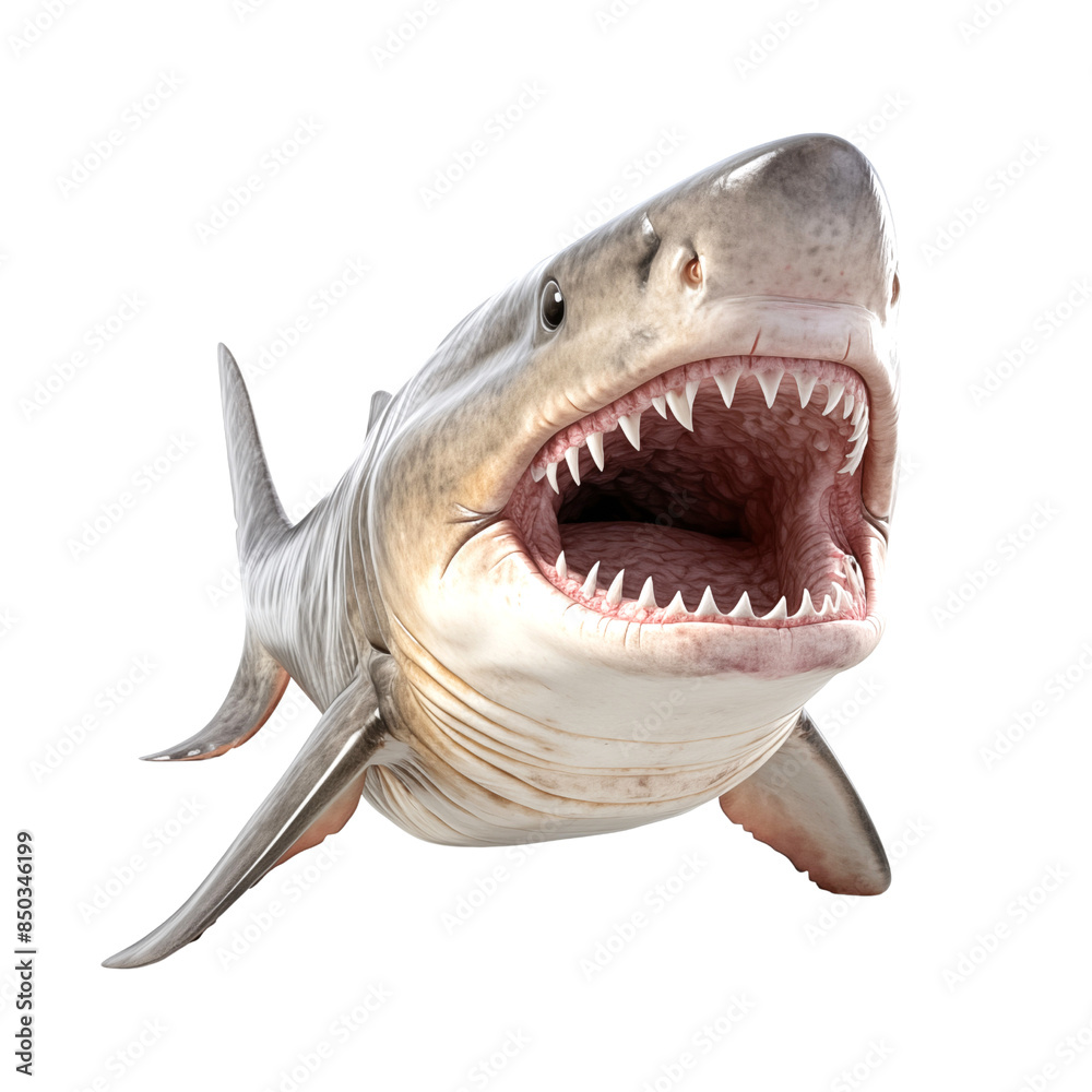 Cute Smile of Small Basking Shark isolated on a transparent background ...