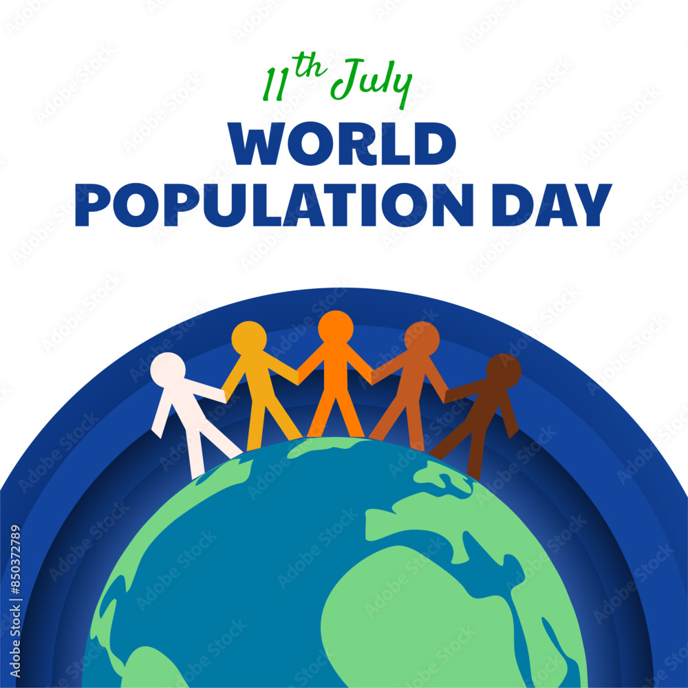 Celebrate World Population Day. People figure with different skin ...