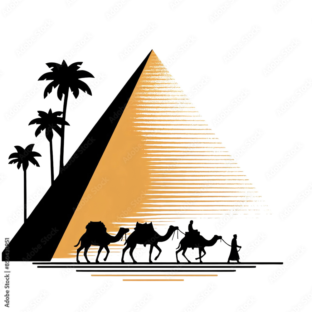 A large pyramid with a sandy texture on a transparent background ...