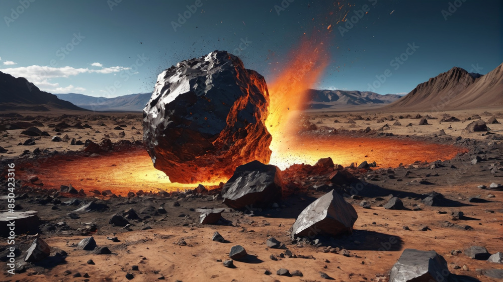 The terrifying spectacle of a meteorite impact, reshaping the Earth's ...