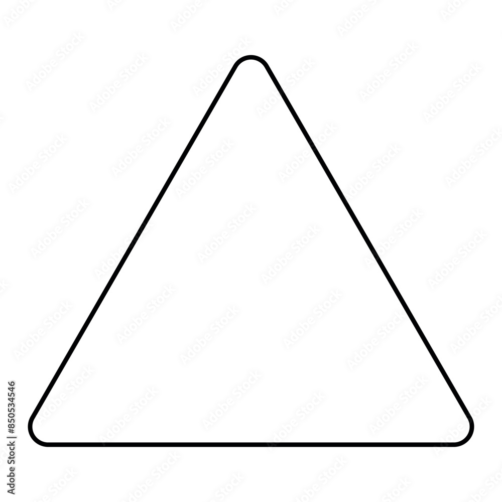 Equilateral rounded triangle shape symbol, black and white vector ...