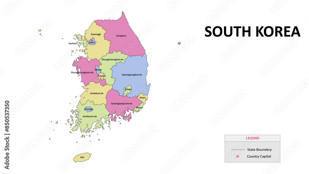 South Korea Map. State and union territories of North Korea. Detailed ...