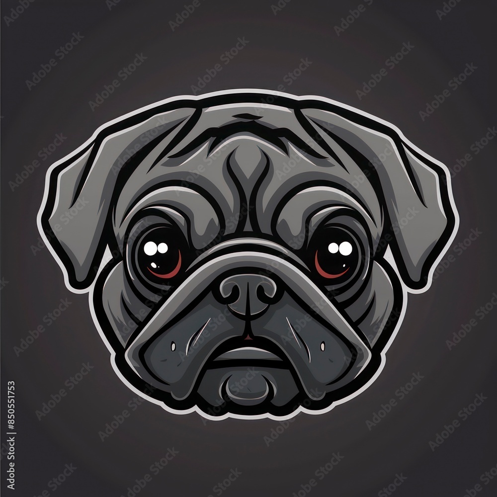 An adorable pug drawing, showcasing its distinctive wrinkled face and ...