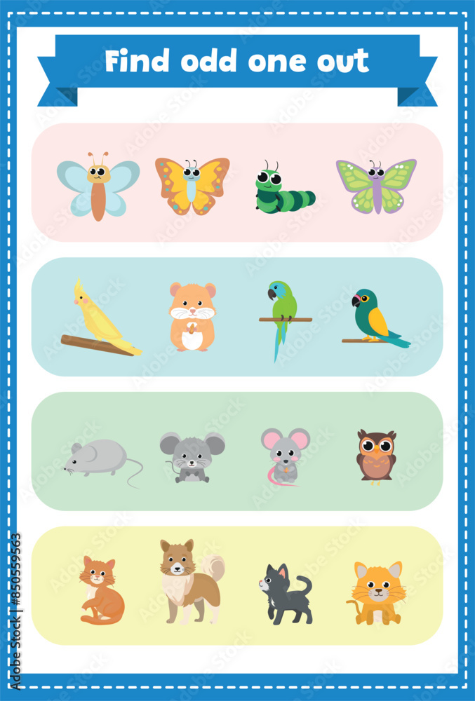 odd one out game for kids spot the illustration that looks different to ...