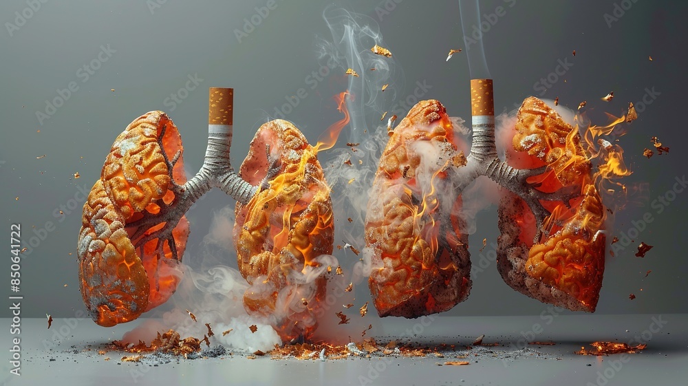 Ilustrace Explore the devastating effects of cigarette smoke on lung ...