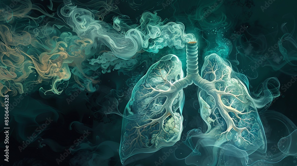 Photo Stock Explore the devastating effects of cigarette smoke on lung ...