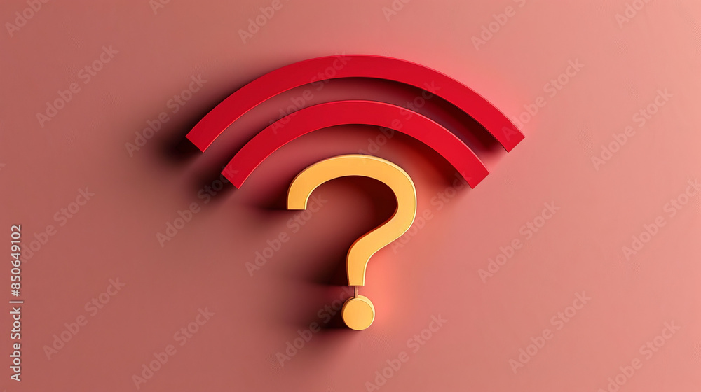 Illustration of a WiFi signal icon with a question mark, indicating an ...