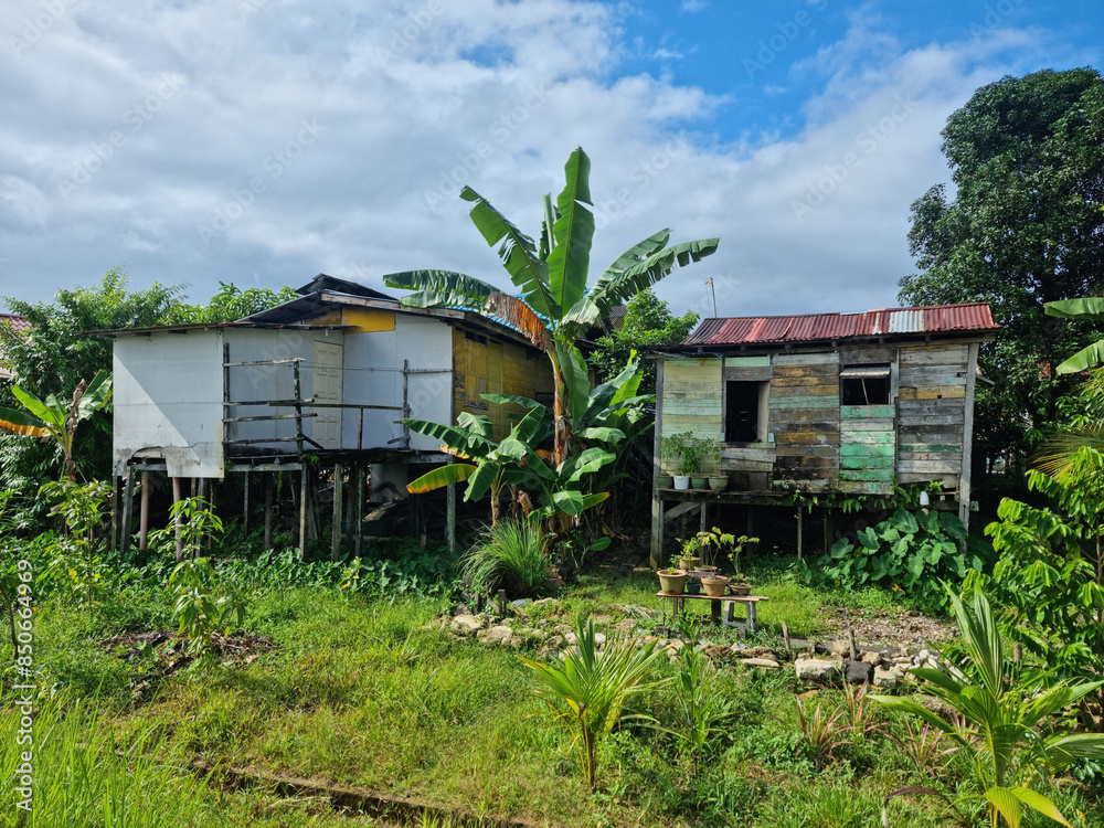 Typical Houses in Kuching, Sarawak, Borneo Island, Malaysia Stock Photo ...