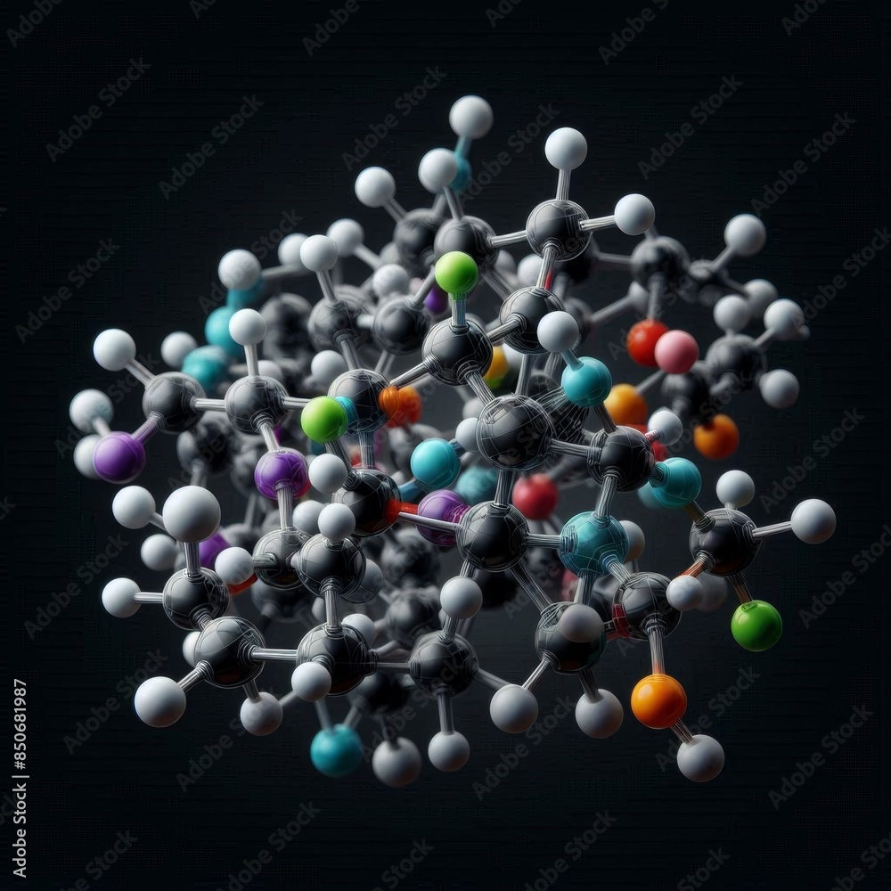 Enlarged image of caprylic acid molecule, a saturated fatty acid ...