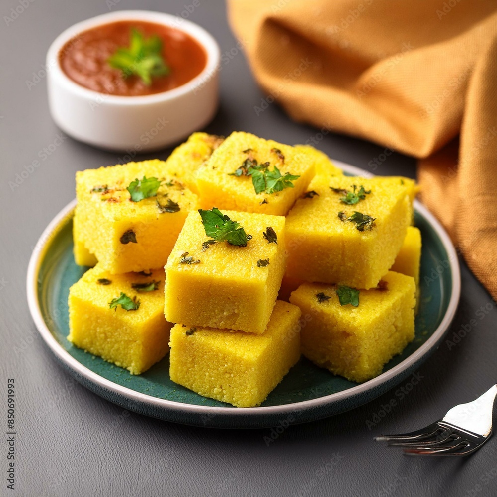 Indian traditional gujarati street food khaman dhokla Stock Photo ...