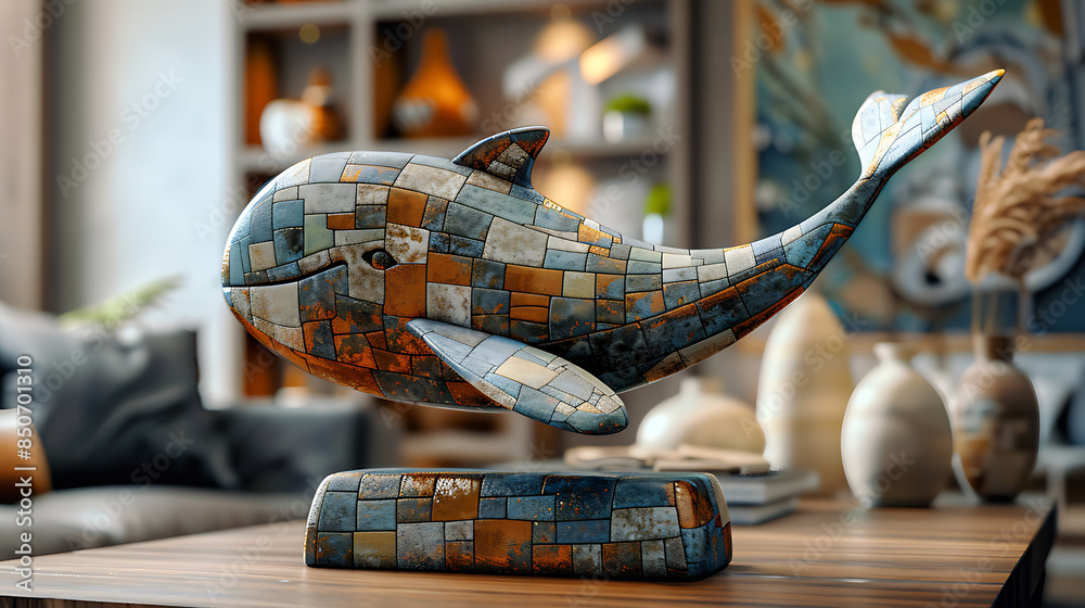 Superbe photo d'une sculpture d'animal en mozaïque de toutes les ...