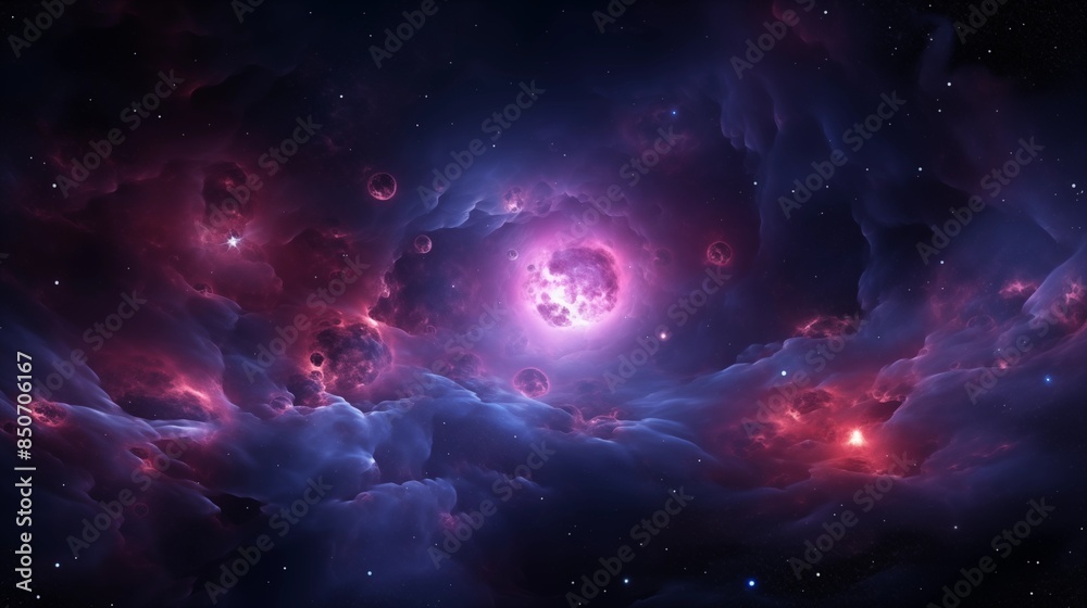 360 degree space nebula panorama, equirectangular projection ...