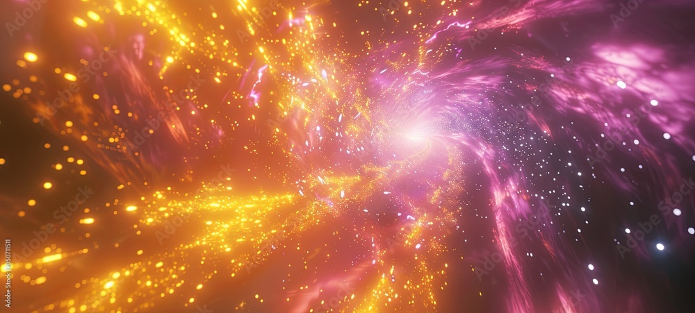 Interstellar travel through a yellow and pink wormhole filled with ...